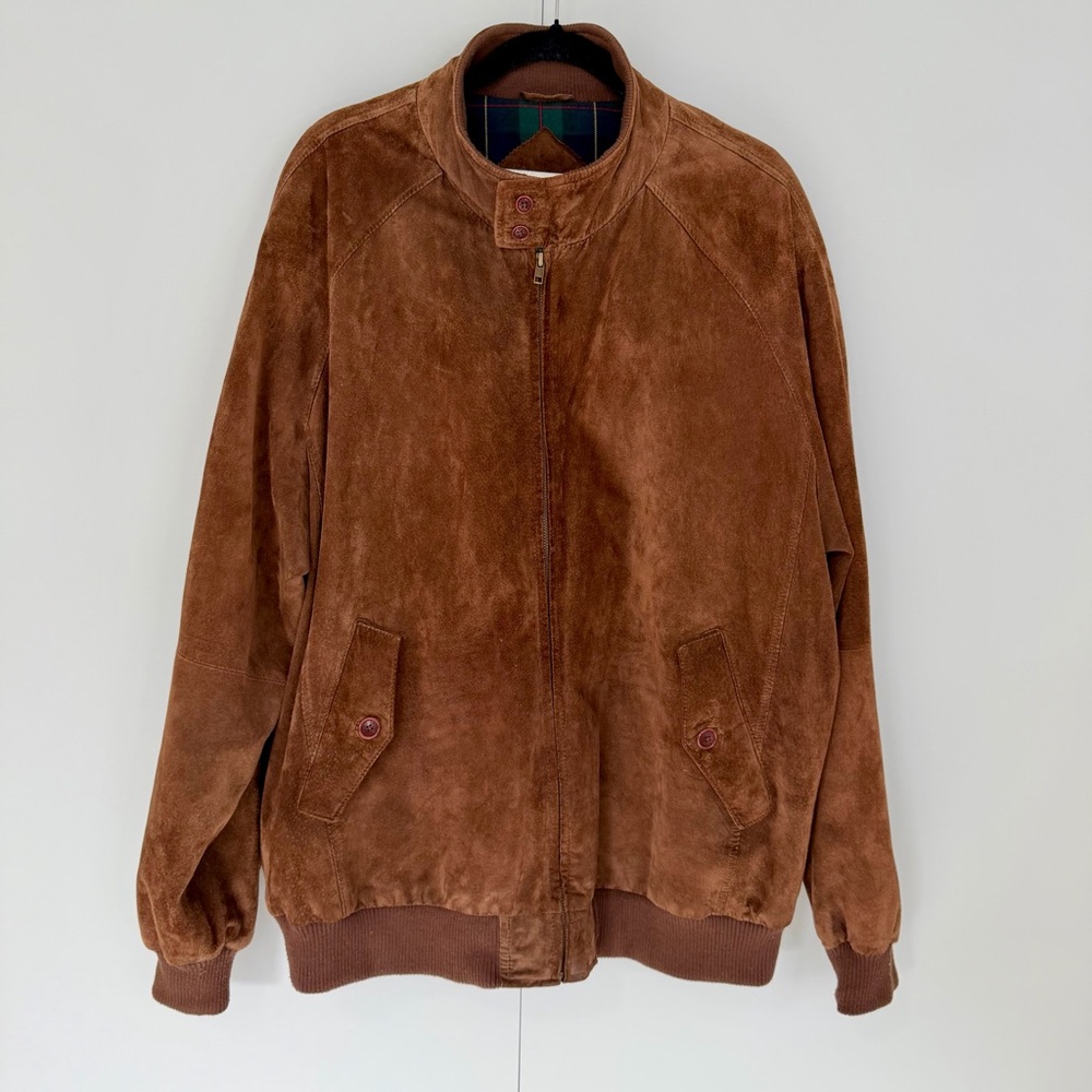 Orvis Men’s Vintage Brown Suede Leather Bomber Jacket… - Gem